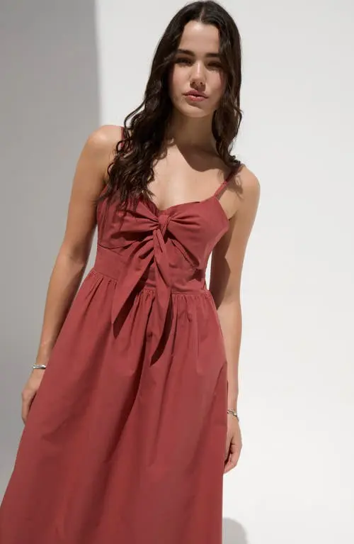 Deluc Padua Tie-bust Cotton Sundress - Reddish Brown