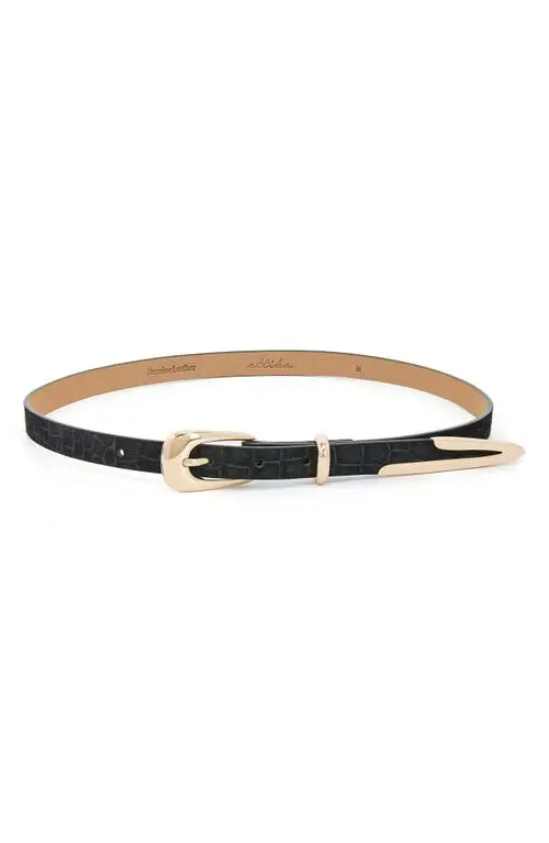 Ettika Liquid Metal Western Buckle Belt - Black Croc Gold