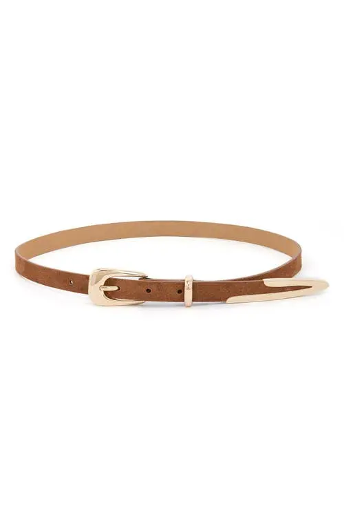 Ettika Liquid Metal Western Buckle Belt - Mocha And Gold
