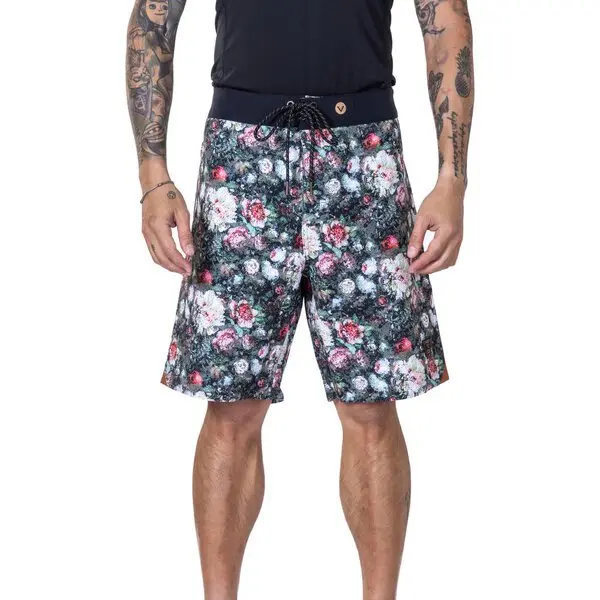 VAST Digi Floral Board Shorts - Black/ Red Multi