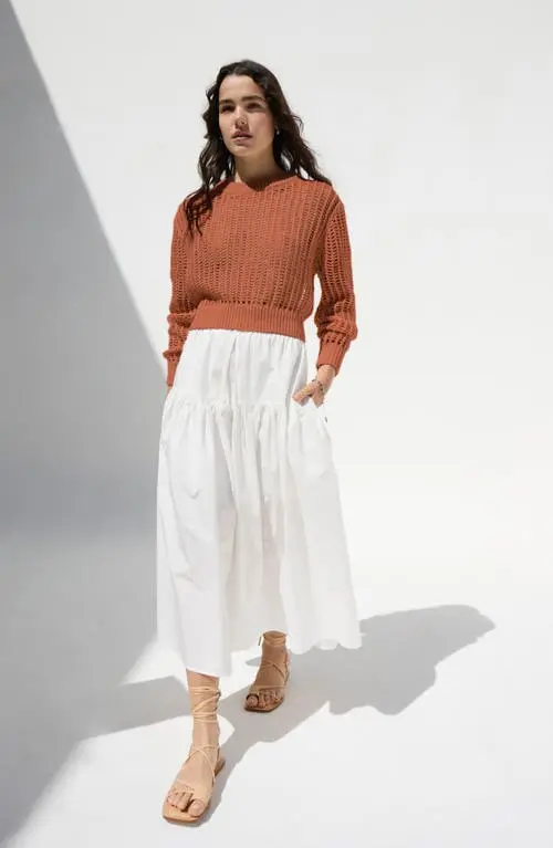 Deluc Einar Crop Open Stitch Sweater - Bronze