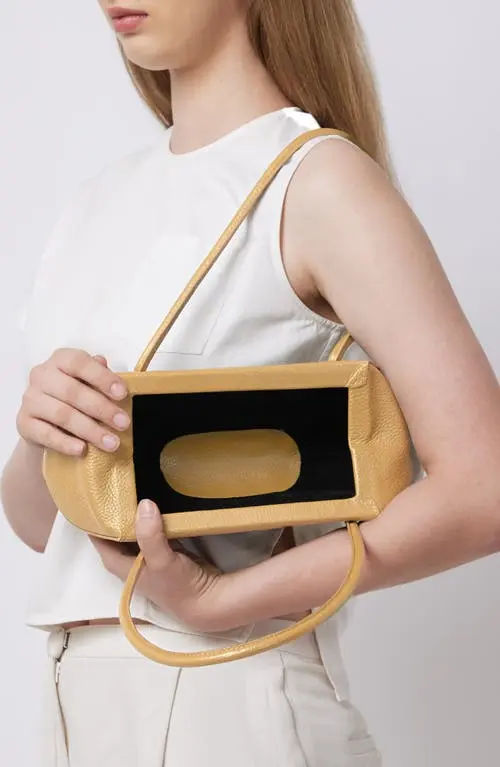 BEHNO Mini Elizabeth Baguette Pebble Leather Shoulder Bag - Bisque
