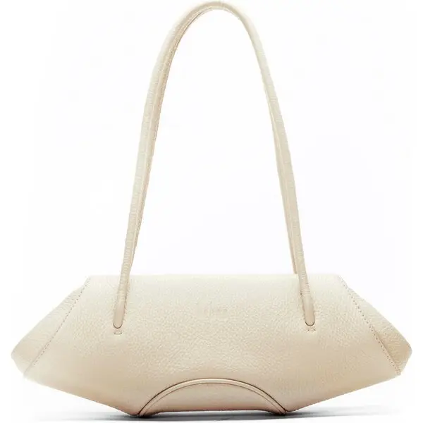 BEHNO Mini Elizabeth Baguette Pebble Leather Shoulder Bag - Bone