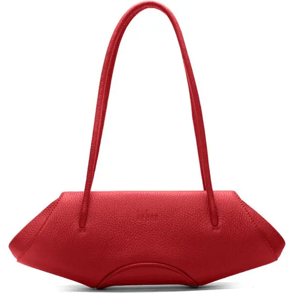 BEHNO Mini Elizabeth Baguette Pebble Leather Shoulder Bag - Red