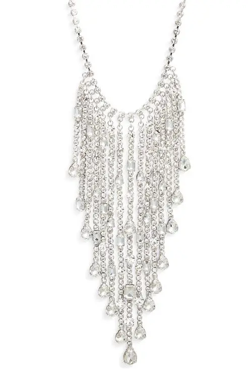 CRISTABELLE Crystal Fringe Frontal Necklace - Clear Rhodium