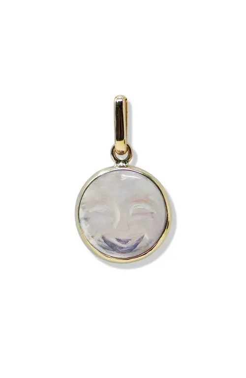 Anzie Classique Carved Moonstone Face Pendant - White
