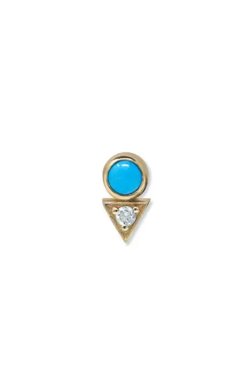 Anzie Cléo Deco Single Stud Earring - Turquoise/ Aqua