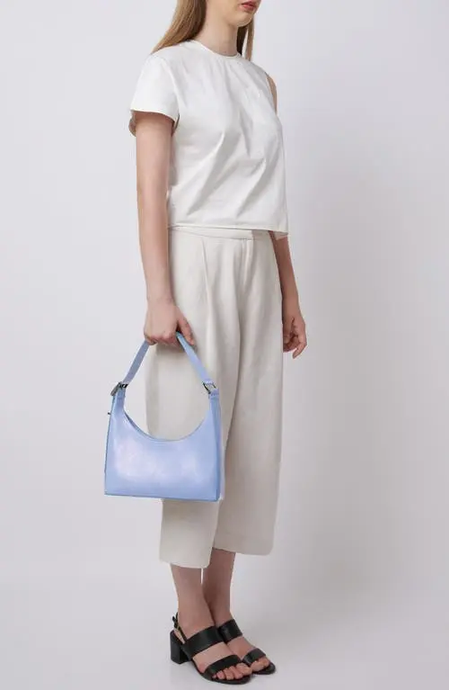 BEHNO Danny Flatiron Pebble Leather Shoulder Bag - Ocean Blue