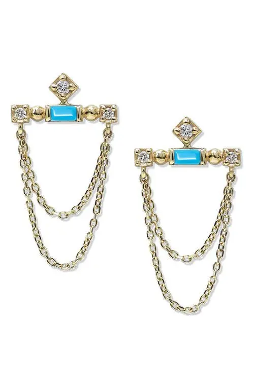 Anzie Clèo Bar Chain Earrings - Turquoise/ Aqua