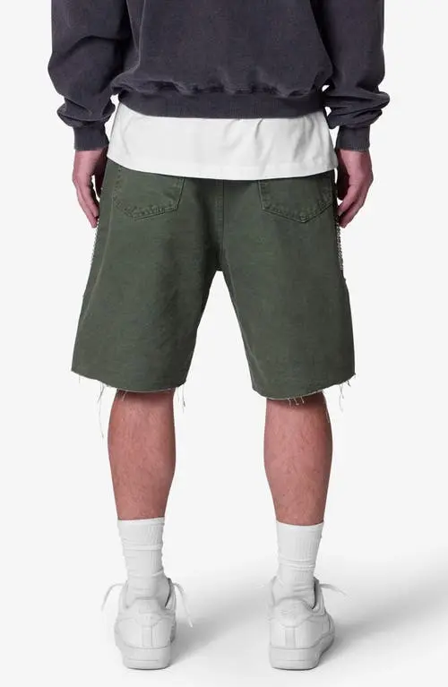 Mnml Mojave Raw Hem Canvas Shorts - Olive