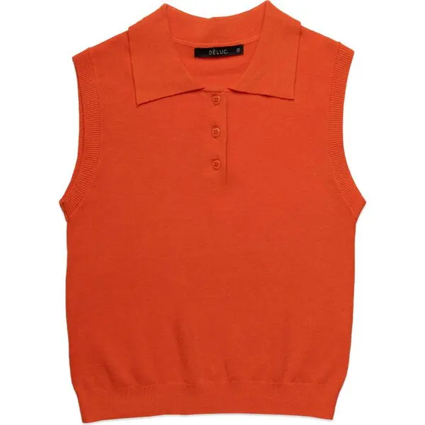 Deluc Cassio Sleeveless Polo Sweater - Red