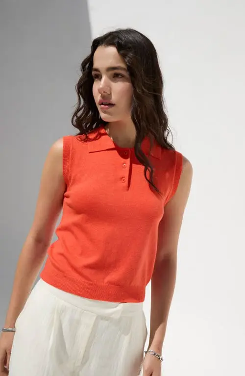 Deluc Cassio Sleeveless Polo Sweater - Red