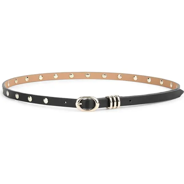 Ettika Skinny Studded Leather Belt - Black