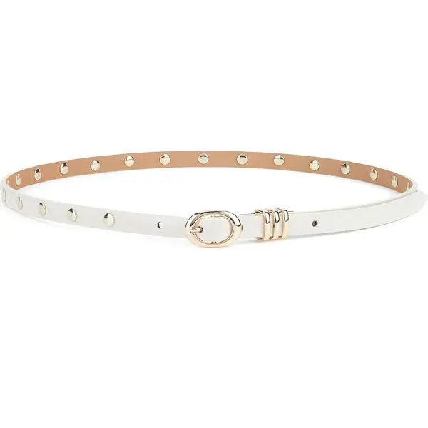 Ettika Skinny Studded Leather Belt - Vanilla