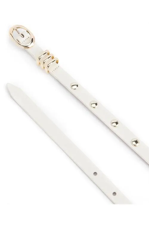 Ettika Skinny Studded Leather Belt - Vanilla