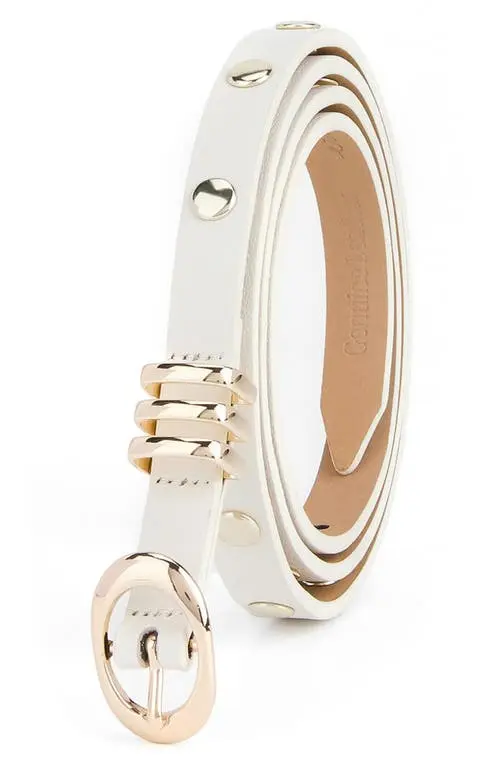 Ettika Skinny Studded Leather Belt - Vanilla