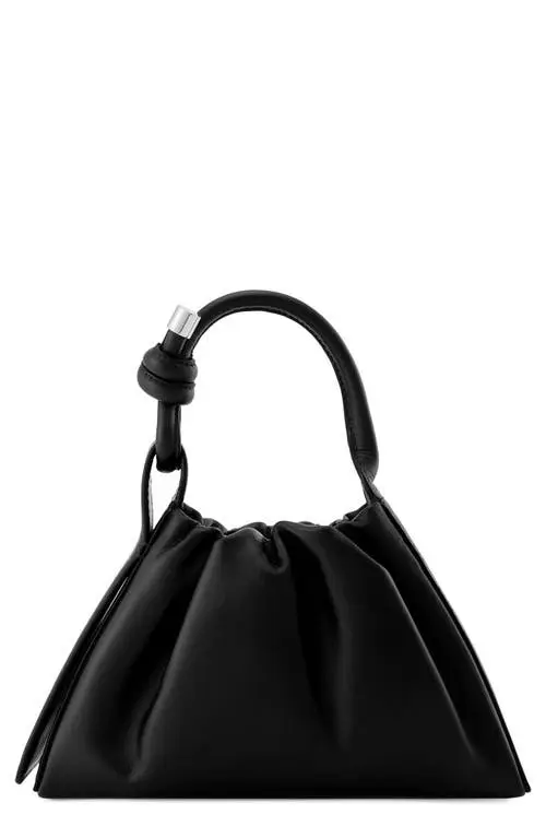 BEHNO Mini Tina Ruched Baguette Top Handle Bag - Black