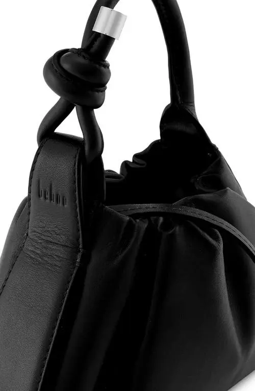BEHNO Mini Tina Ruched Baguette Top Handle Bag - Black