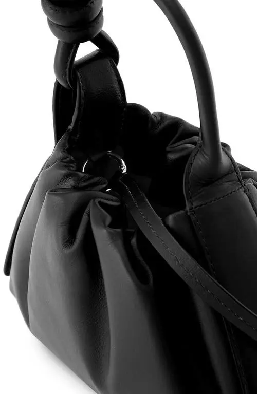 BEHNO Mini Tina Ruched Baguette Top Handle Bag - Black