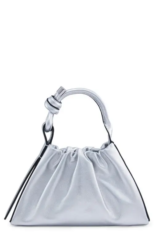 BEHNO Mini Tina Ruched Baguette Top Handle Bag - Silver