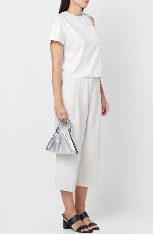 BEHNO Mini Tina Ruched Baguette Top Handle Bag - Silver