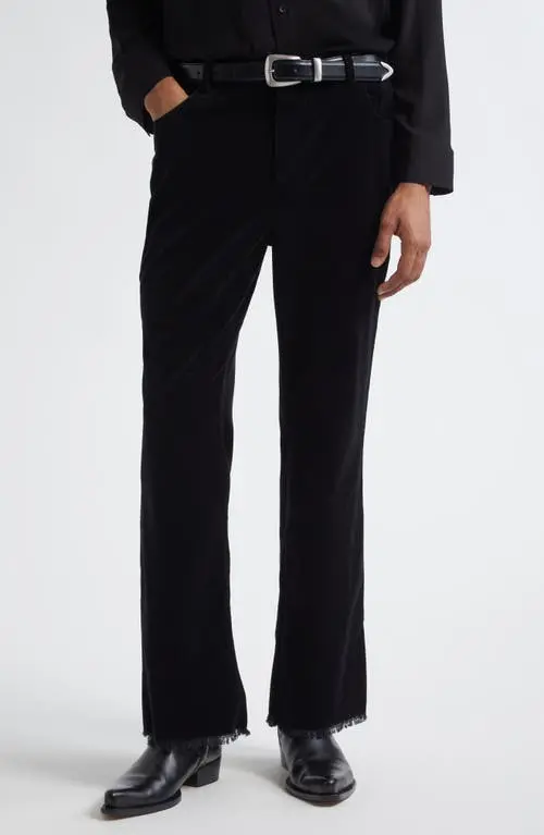 MIDNIGHT RODEO Frayed Hem Velvet Bootcut Pants