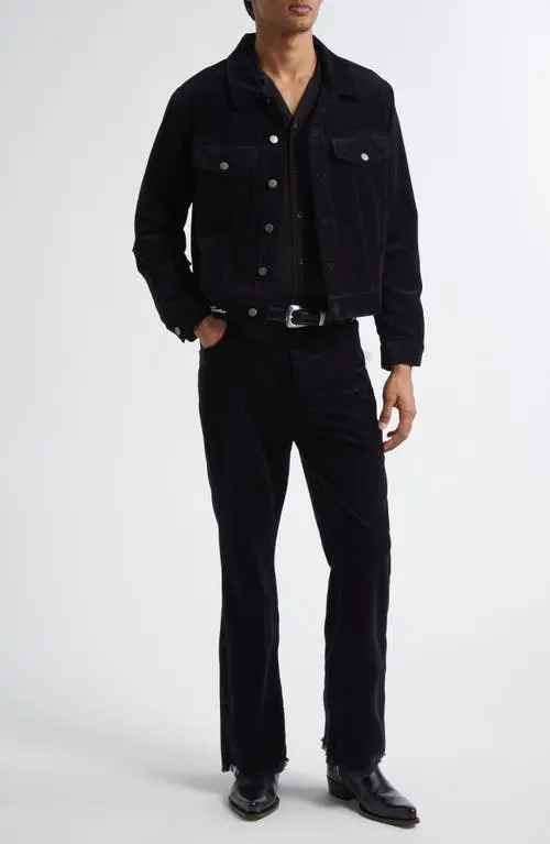 MIDNIGHT RODEO Frayed Hem Velvet Bootcut Pants