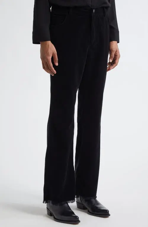 MIDNIGHT RODEO Frayed Hem Velvet Bootcut Pants