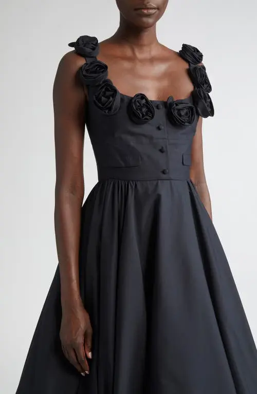 GIAMBATTISTA VALLI 黒 フリル パーティードレス Giambattista Valli Rose Trim Fit & Flare Dress In Black - 76% Off