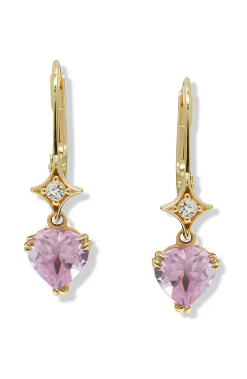 Anzie Jac + Jo Heart Drop Earrings - Pink