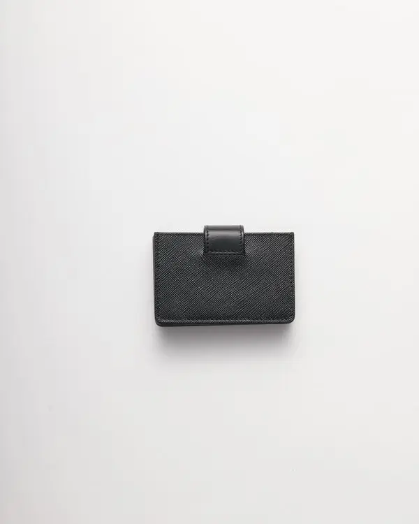 Prada Saffiano And Smooth Leather Card Holder - Black