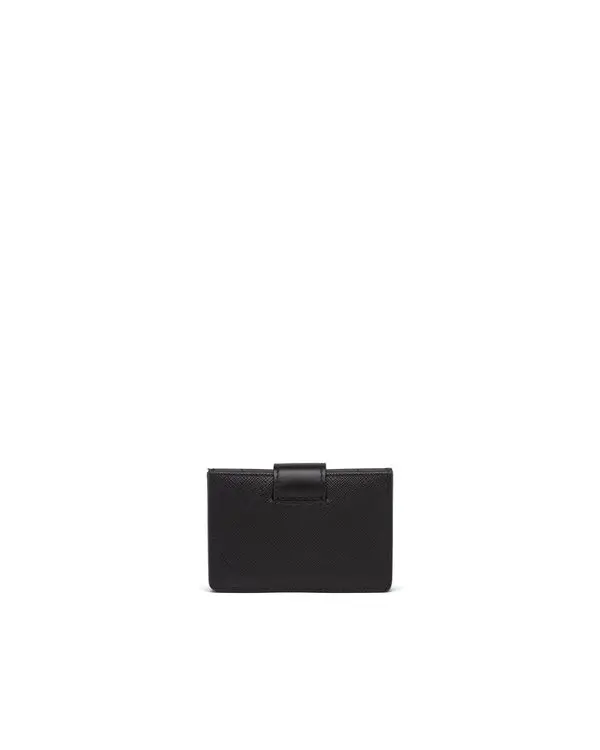 Prada Saffiano And Smooth Leather Card Holder - Black