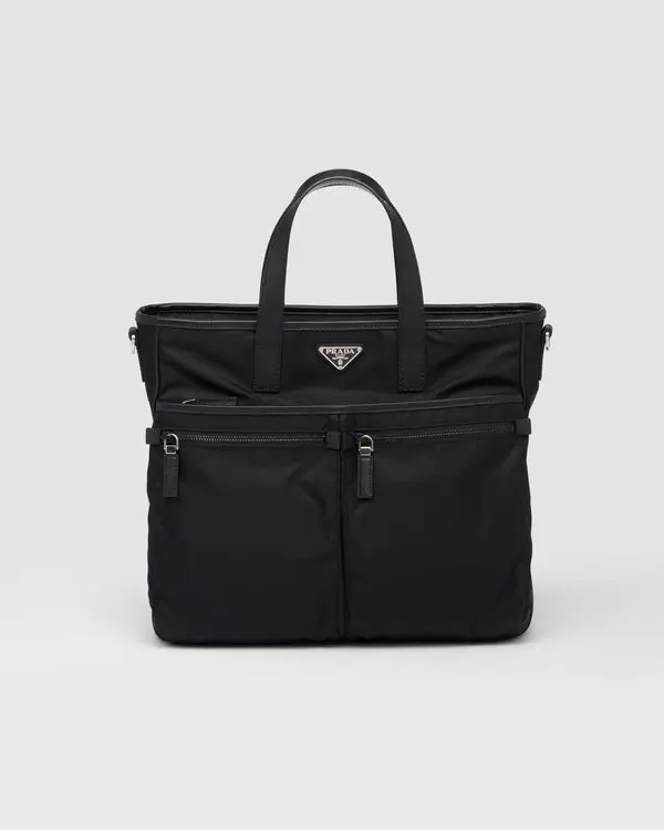 Prada Re-nylon And Saffiano Leather Tote - Black