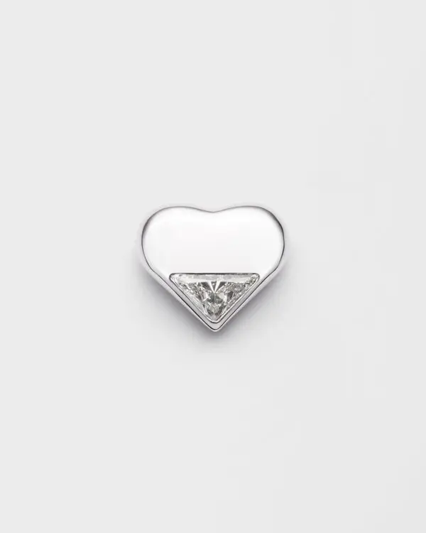 Prada Eternal Gold Nano Heart Single Earring - White Gold/ White