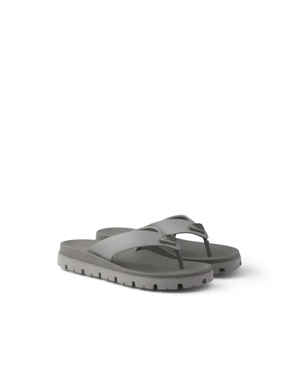 Prada Rubber Thong Sandals - Gold/silver