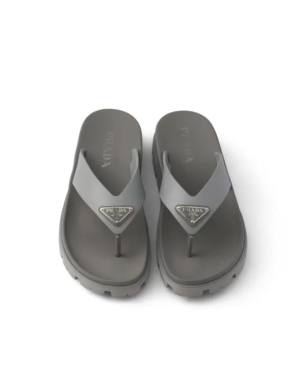 Prada Rubber Thong Sandals - Gold/silver