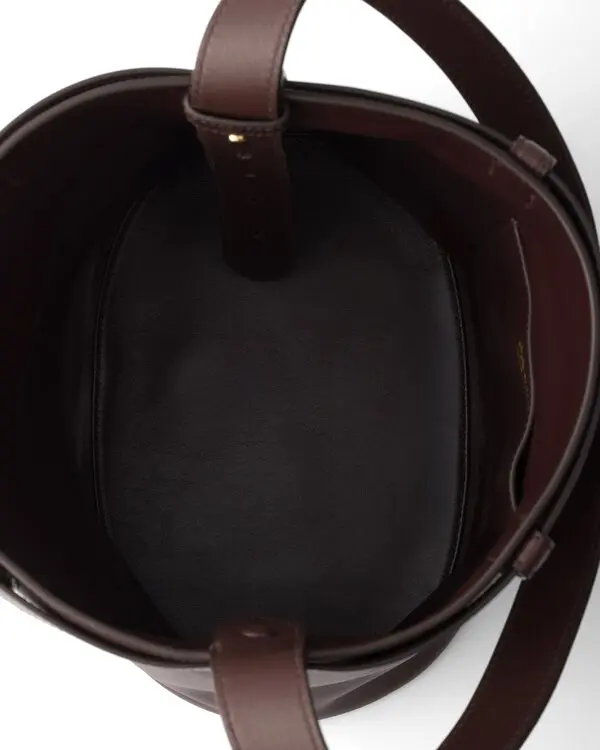 Prada Buckle Leather Bucket Bag - Brown