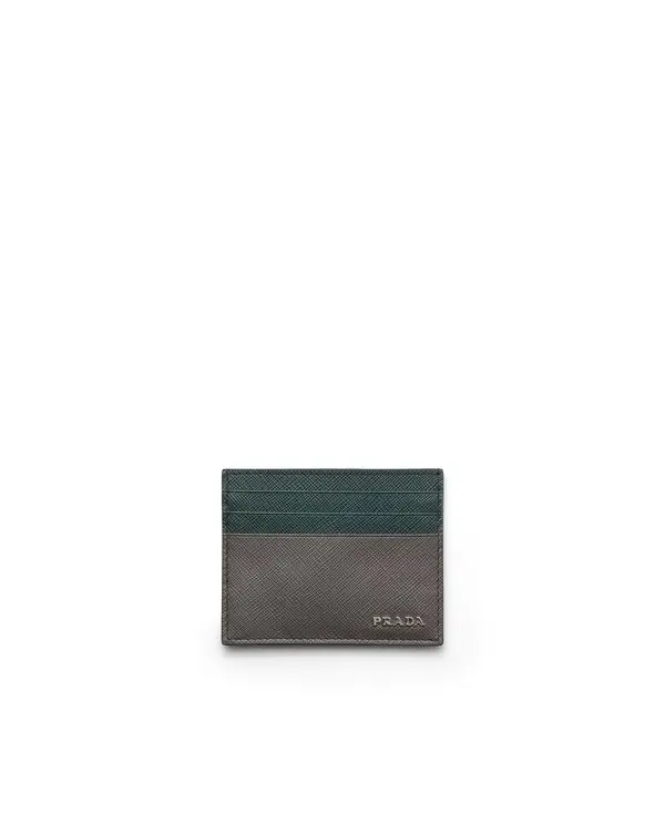 Prada Saffiano Leather Card Holder - Grey
