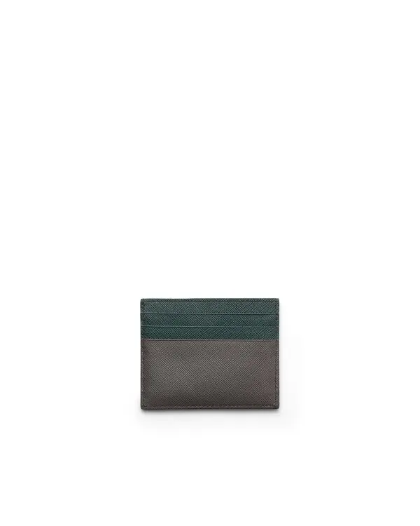 Prada Saffiano Leather Card Holder - Grey