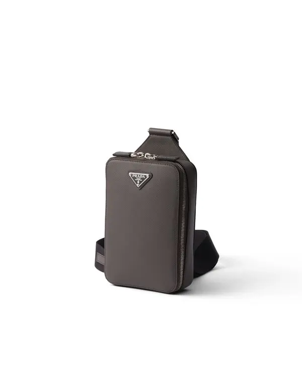Prada Brique Saffiano Leather Bag - Grey