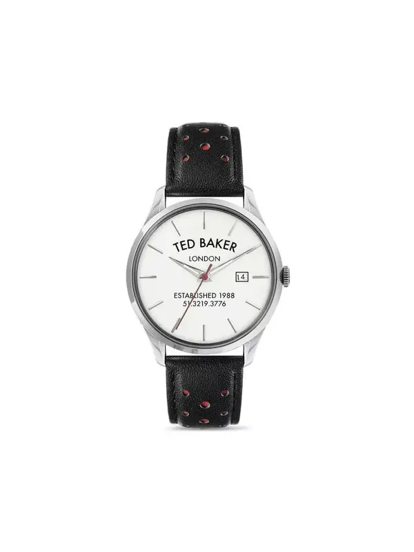 Ted Baker London 40mm Watch With Leather Strap - White