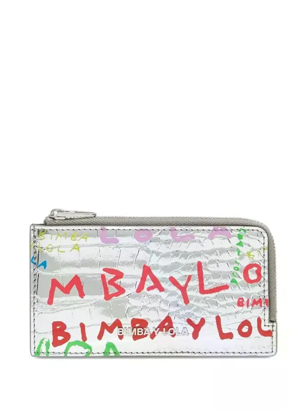 Bimba Y Lola Crocodile-effect Card Holder - Silver