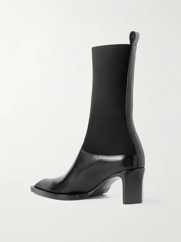 JIL SANDER Stretch-knit And Leather Ankle Boots