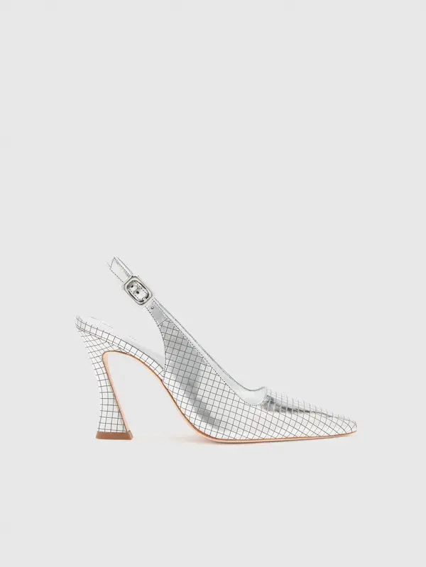 REFORMATION Nour Heeled Slingback Metallic Disco