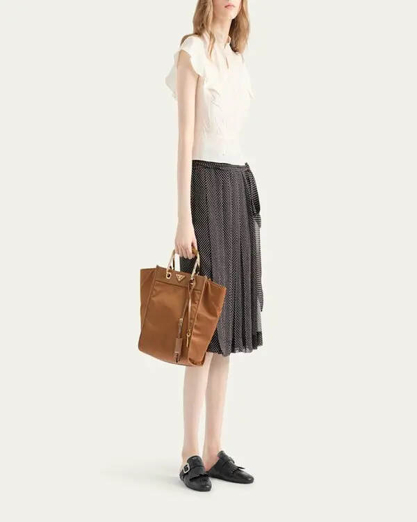 Prada Pleated Chiffon Skirt - Nero