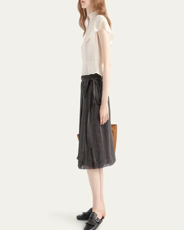 Prada Pleated Chiffon Skirt - Nero