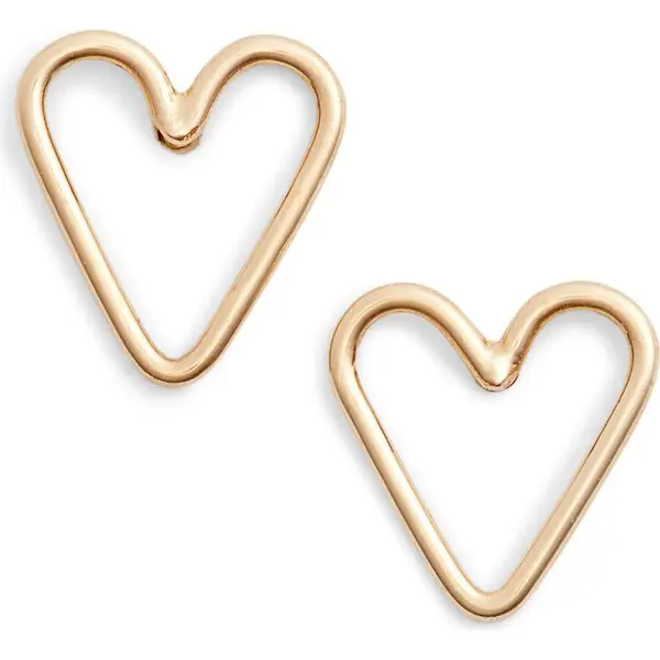 Zoe Chicco Open Heart Stud Earrings - Yellow Gold