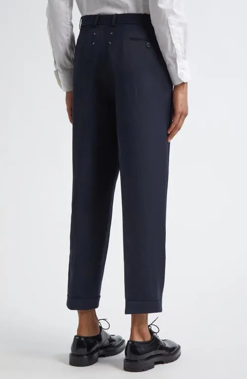 MAISON MARGIELA Pleated Crop Barathea Straight Leg Pants