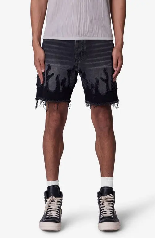 Mnml Flame Denim Shorts - Washed Black