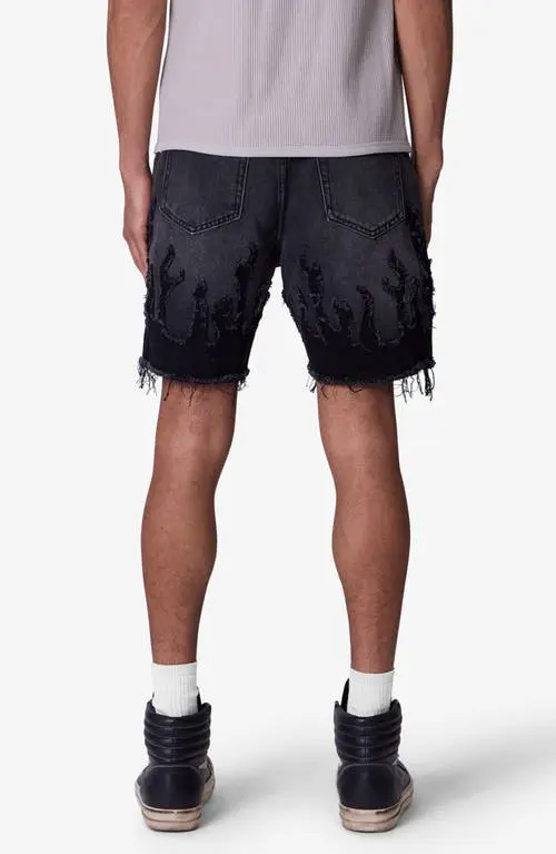 Mnml Flame Denim Shorts - Washed Black